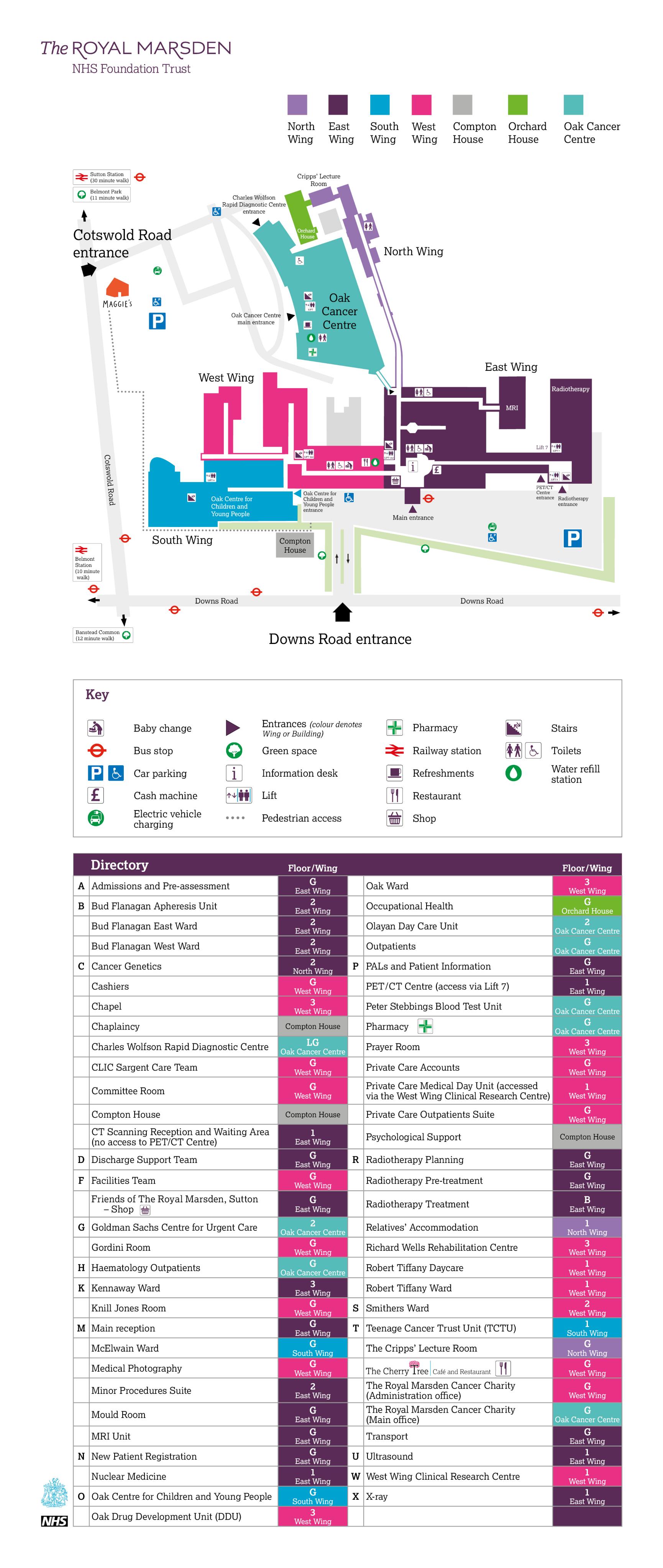 Map of The Royal Marsden in Sutton | The Royal Marsden
